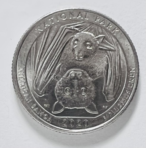 2020 D Quarter American Samoa Bat Nat Park Rare Double Die Reverse ...