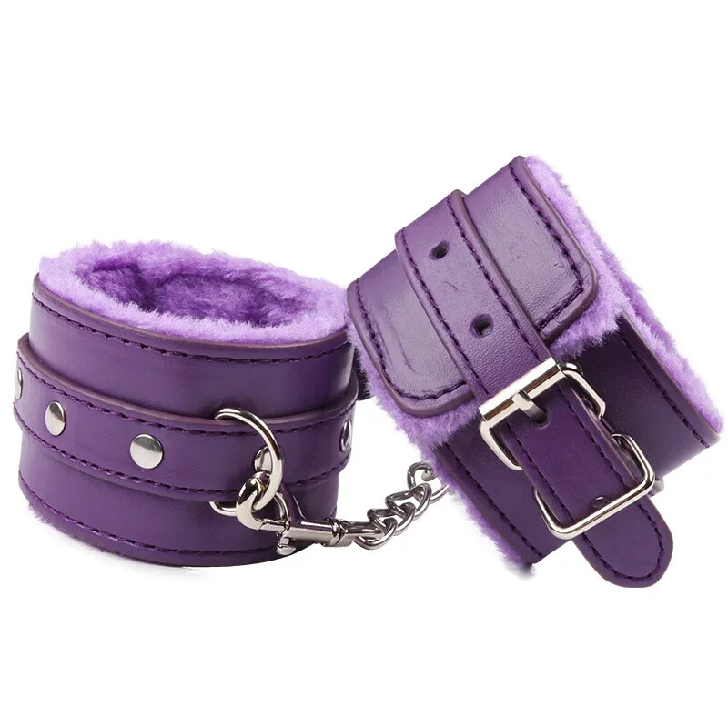 Furry Fuzzy PU Leather Wrist Handcuffs Adjustable Restraint Sex Cuff ...
