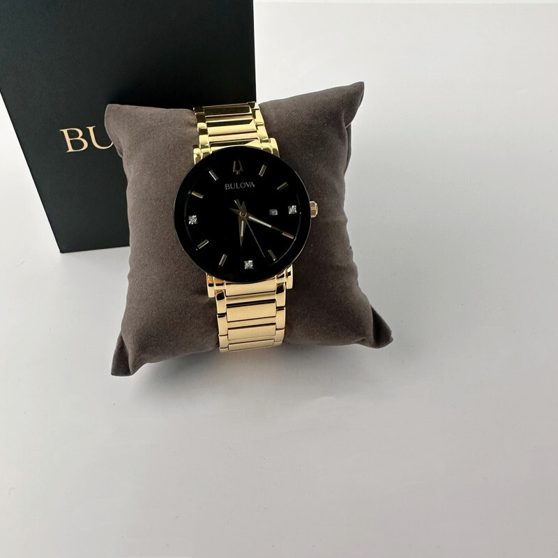 NEW Bulova Futuro 42mm Black Dial Gold Bracelet Men's 3-Hand Quartz ...