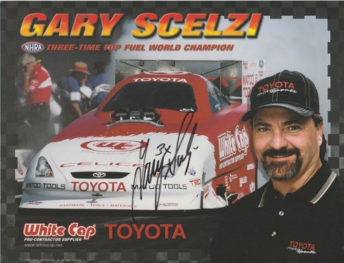2002 Gary Scelzi signed White Cap Toyota Celica Funny Car NHRA postcard ...
