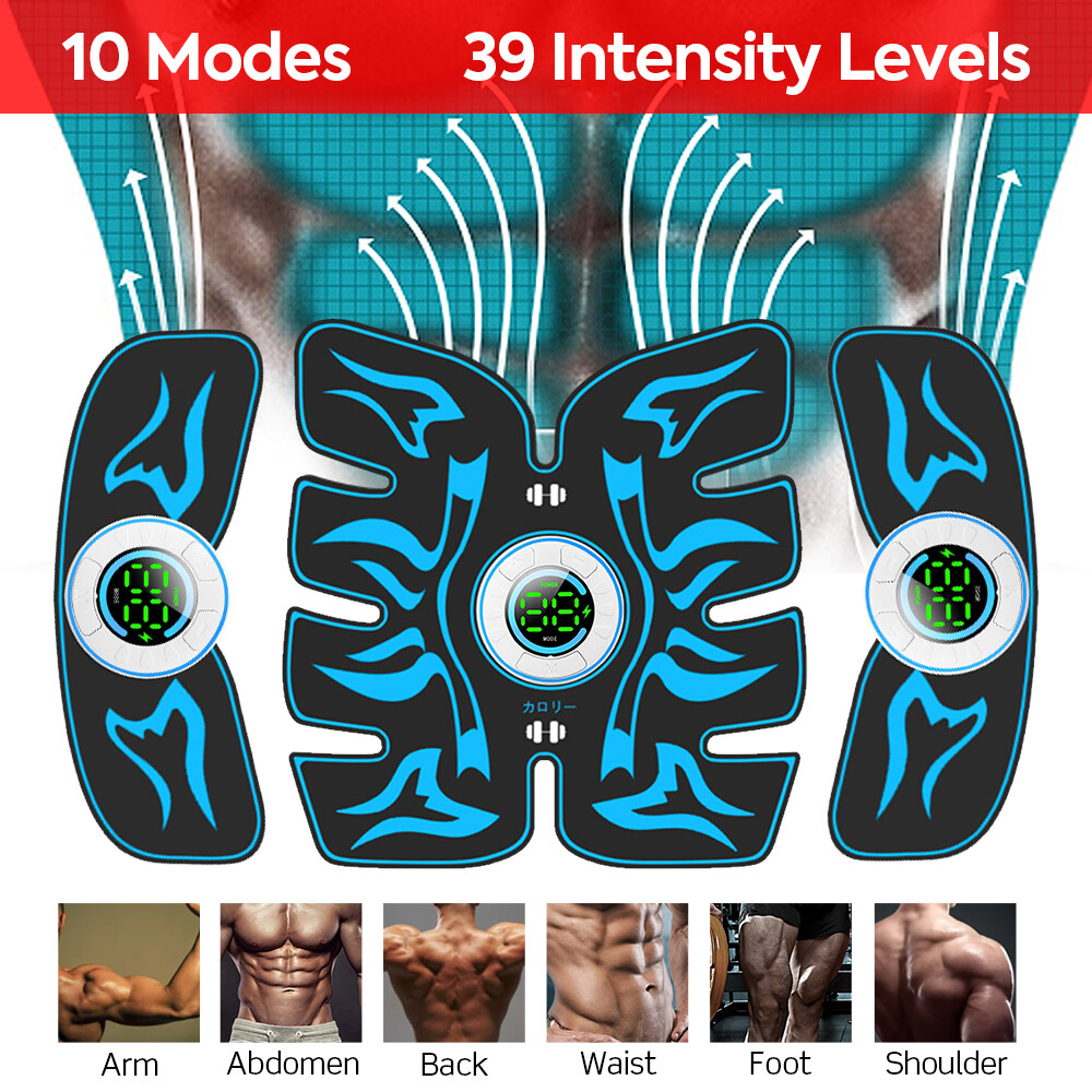 Rechargeable EMS Abdominal Muscle Toning Trainer Belt ABS Stimulator ...