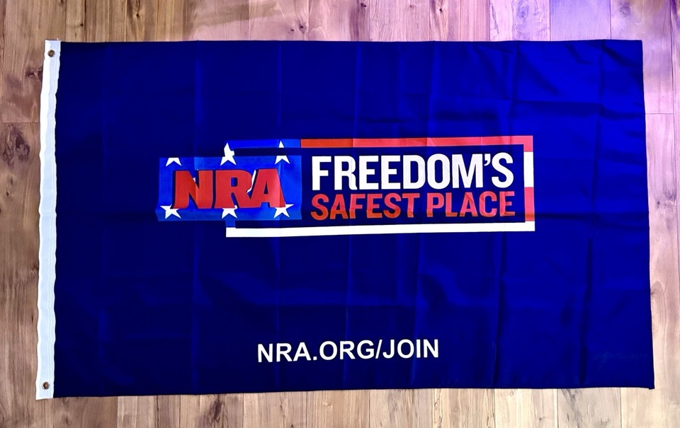 NRA Flag FREEDOM'S SAFEST PLACE Nylon 60” x 35”Grommets Red White Blue ...