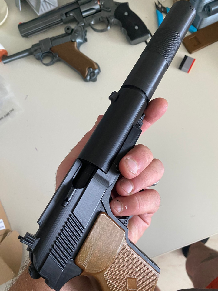 Soviet Union PB Suppressed Pistol classic 1:1 Black & Brown Prop ...