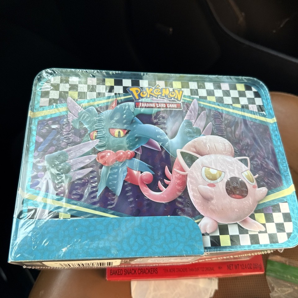 Pokémon TCG 2024 Collector Treasure Chest Tin Lunch Box with 6 Booster ...