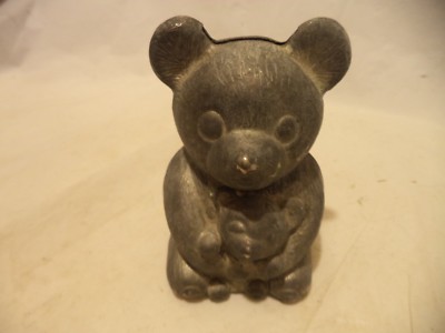 Vintage Metal Teddy Bear Coin Piggy Bank Collectible 5" tall | eBay