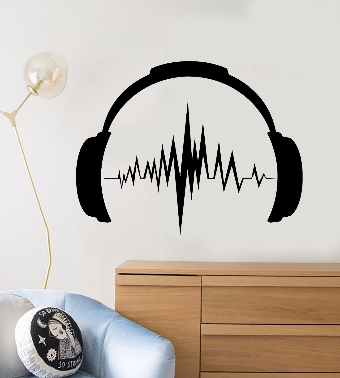 Vinyl Wall Decal Headphones Sound Music Musical Teen Room Art (389ig ...