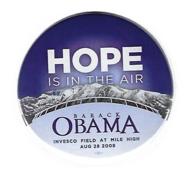 100 Buttons Barack Obama 2008 "Hope Is In the Air" 3" (1.5.C.2) | eBay