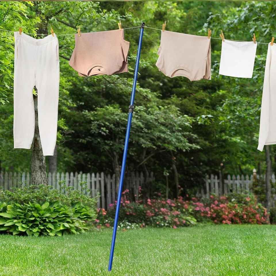 X2 CLOTHES WASHING LINE PROP SUPPORT EXTENDABLE POLE HEAVY DUTY ...