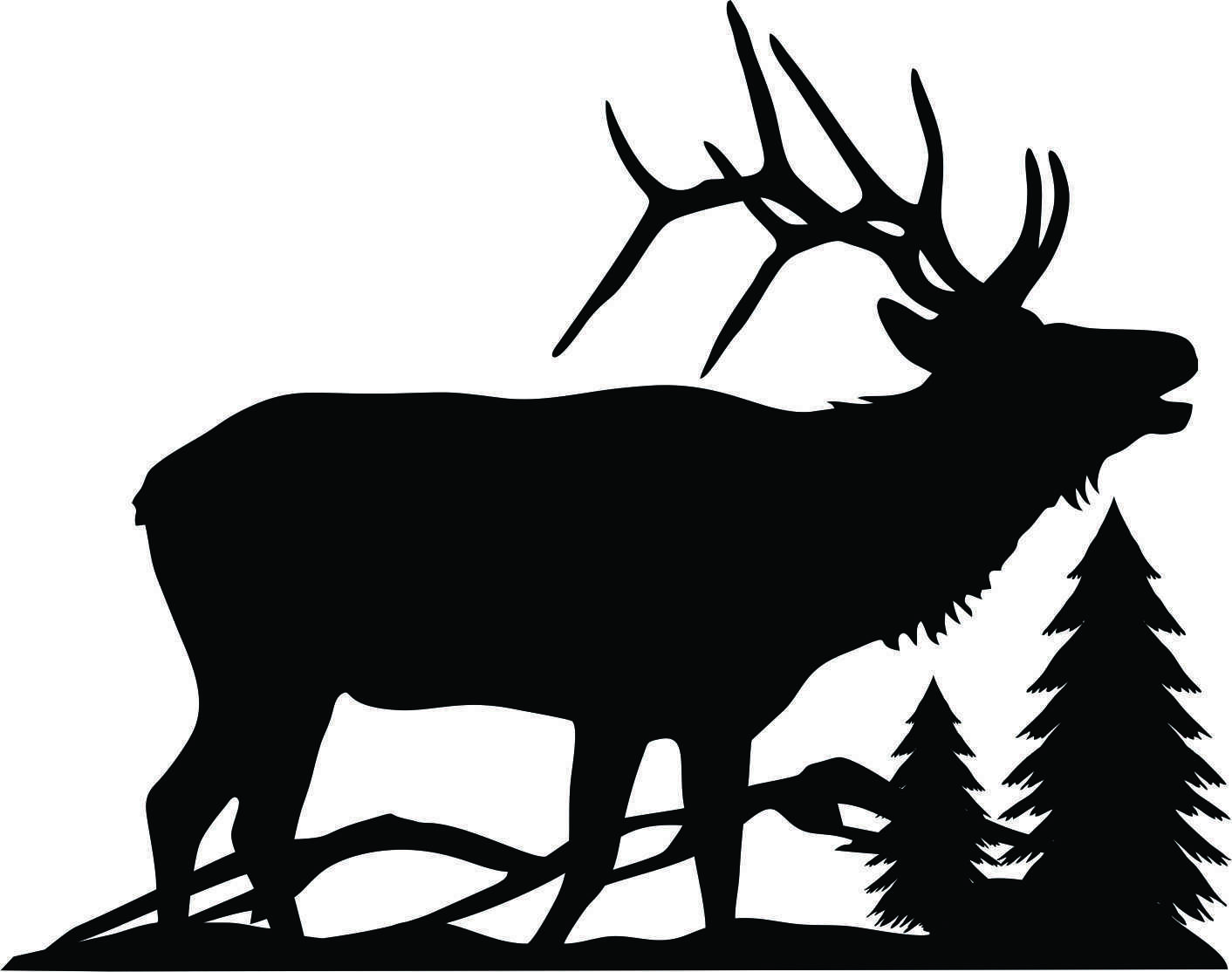 Elk Scene Silhouette Wildlife Decal #3 13" x 10.50" LARGE WHITE | eBay