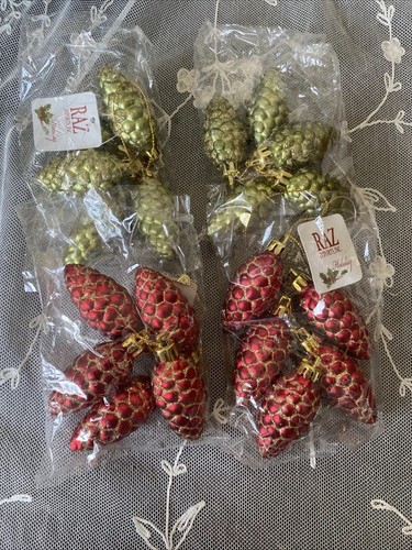 RAZ IMPORTS Red & Green Multi Pine Cones Christmas Tree Ornaments Set ...