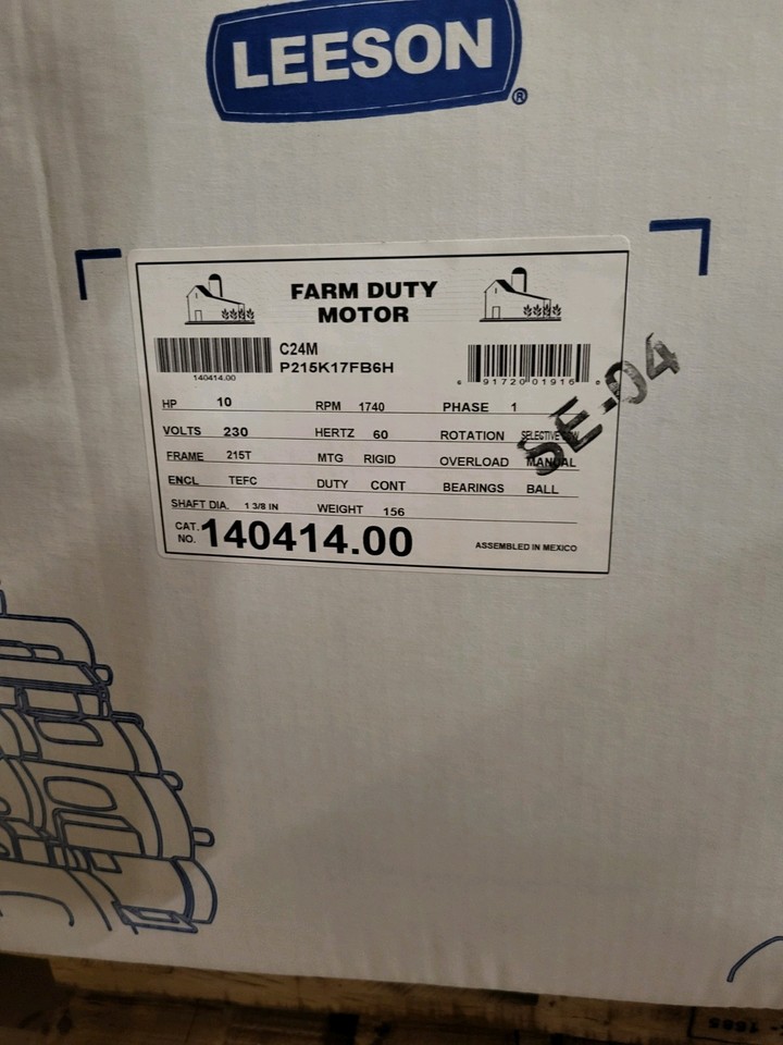 Leeson 140414.00 Farm Duty Motor, Capacitor-Start/Run, 10 Hp, 230V Ac ...