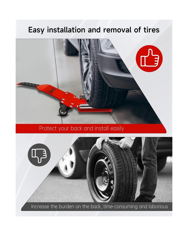 Portable Tire Jack Tool with Roller Plate, CGENWDCH Heavy Duty Tire ...