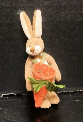 Vintage Mini 4.25" Ganz Felt Bunny Rabbit With Carrot Pouch Jointed ...