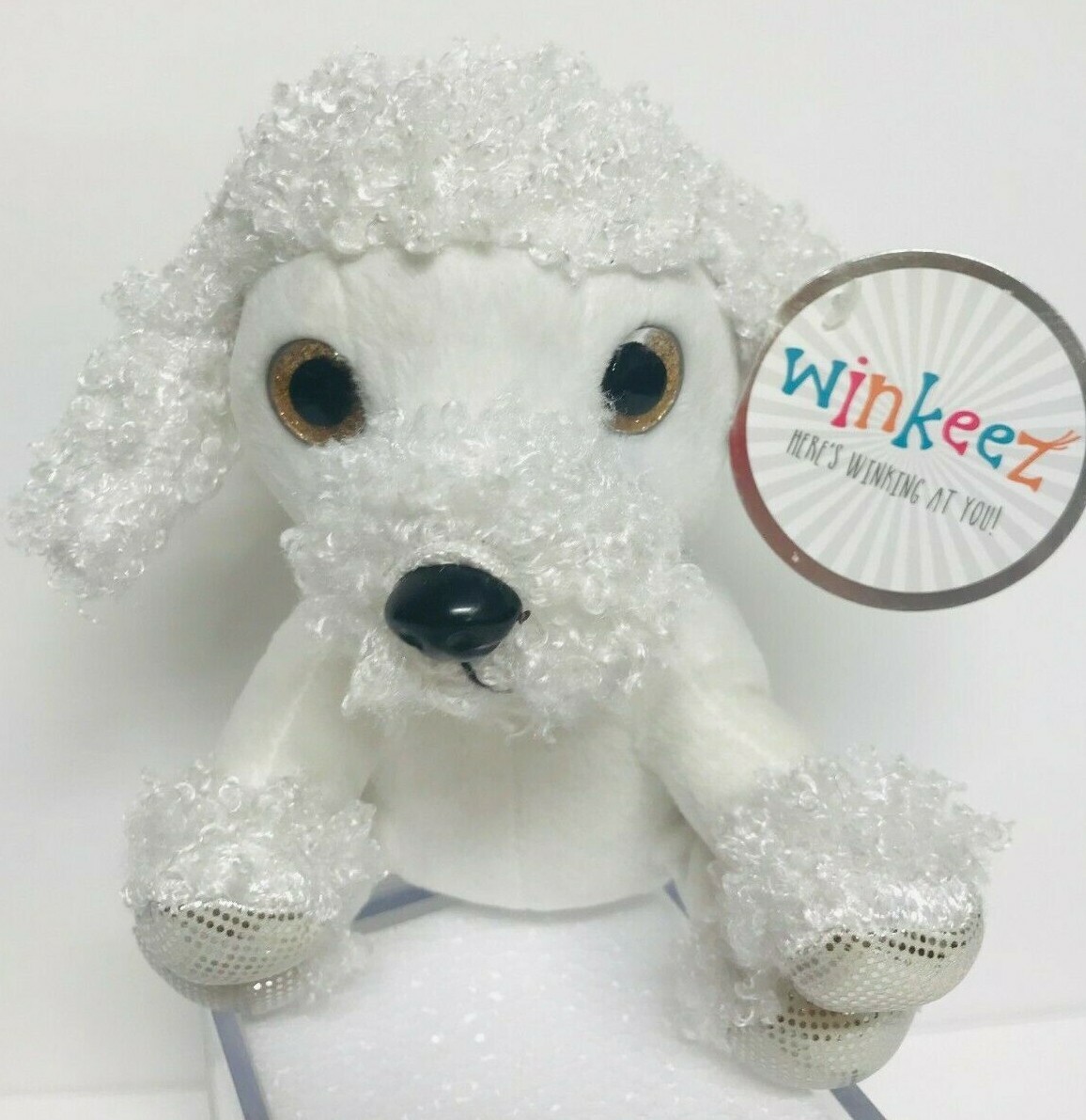 WINKEEZ 7" White Silver POODLE Alicia DOG Plush Stuffed TAGS NEW | eBay