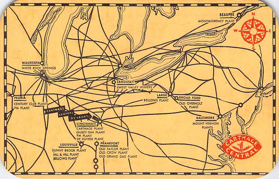 DINING CAR COMMISSARY B & O AGT ROUTE MAP RAILROAD RAILWAY RR RY PASS ...