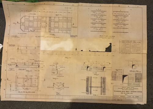 Blue Prints Architect Drawings , Large Vintage, 1976 , Hillingdon Solid ...
