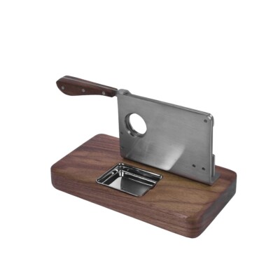 Table Top Cigar Guillotine Butcher Clever Style Cutter Walnut Stainless ...