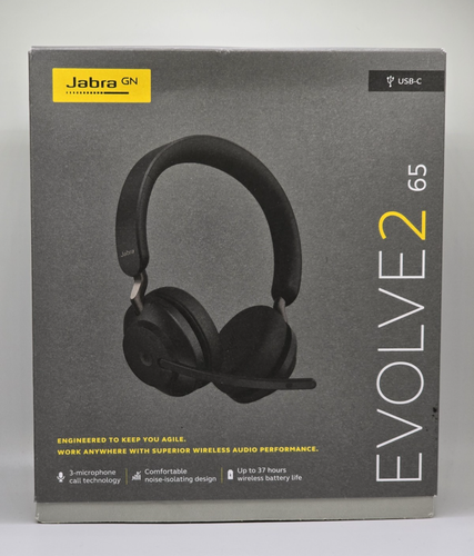 Jabra Evolve2 65 Stereo Wireless Headset (MS Teams, USB-C) - Black 26599-999-899 | eBay
