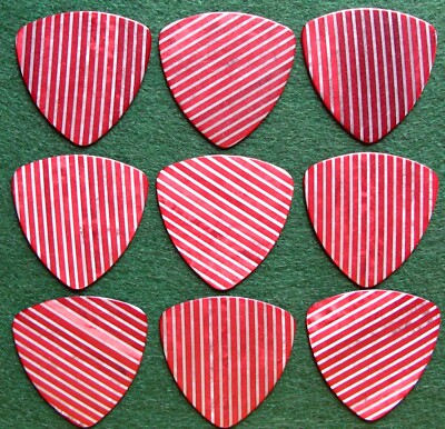 Pin-Striped Guitar Picks - 9 Red/Grey MEDIUM Wedge Shaped Picks | eBay