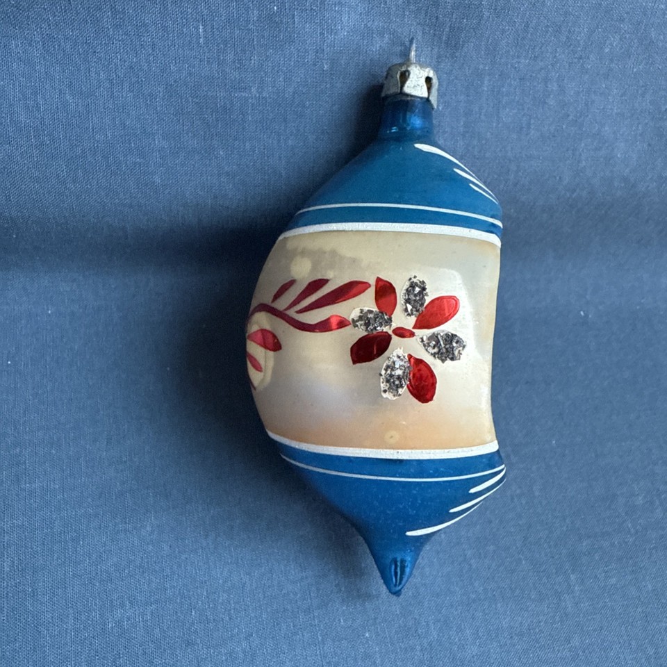 Vintage Mercury Glass Christmas Ornament Teardrop Indent Reflector ...