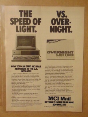 1980's MCI MAIL Early Commercial Email Service 1984 Original Print ...