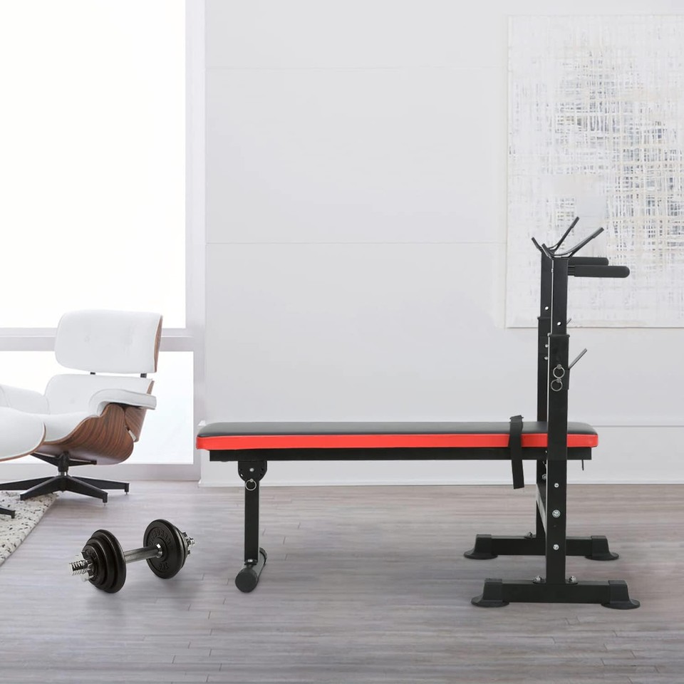 Adjustable Weight Bench with Barbell Rack, Bench Press Folding Workout ...