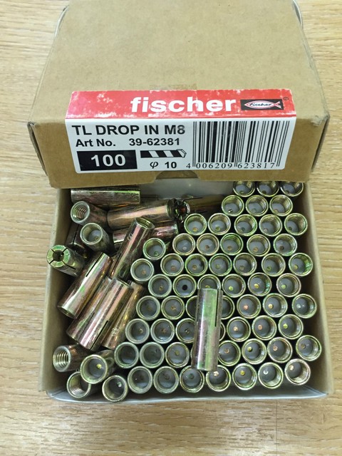Fischer TL Drop in Anchor Without Rim M8 X 30mm (pack of 100) - Art No ...