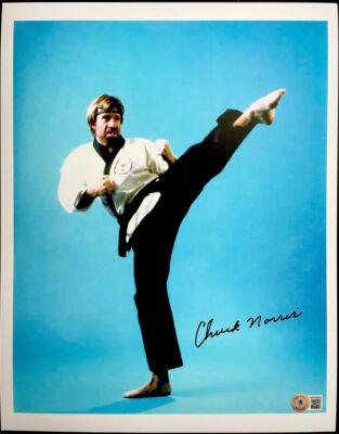 Chuck Norris Signed Sidekicks 11x14 Photo Autograph Beckett Witness BAS ...