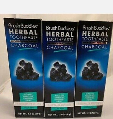 Brush Buddies Herbal Toothpaste Activated Charcoal Cool Mint 3 packs | eBay