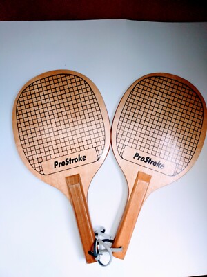 Pair Wooden ProStroke Paddle Ball Racquets | eBay