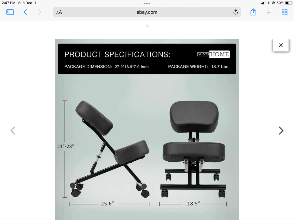 Ergonomic Kneeling Chair Adjustable Stool 250 lbs Knee Rest For Home ...