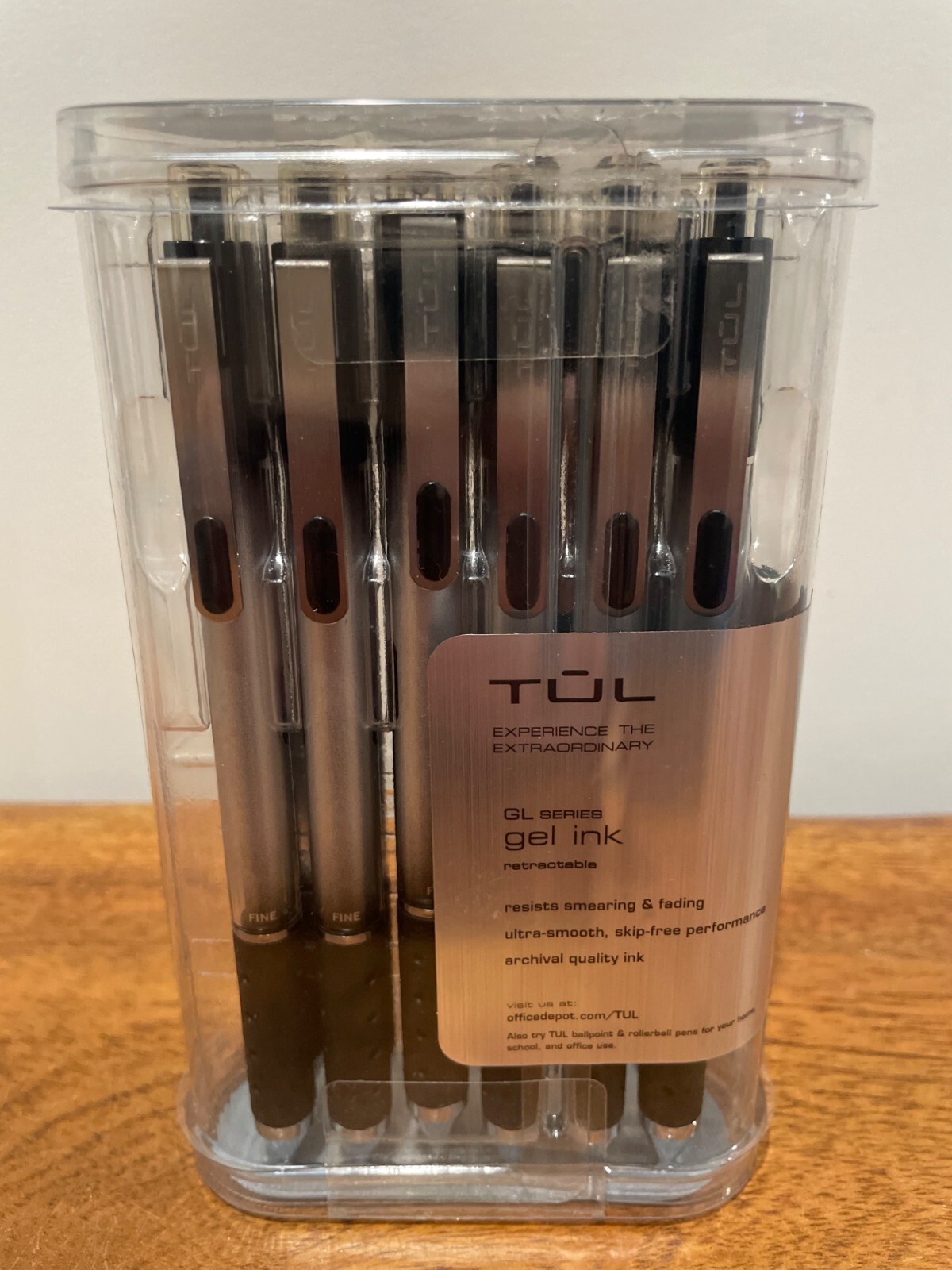 TUL Retractable Gel Pens, Fine Point, 0.5 Mm, Silver Barrel, Black Ink ...
