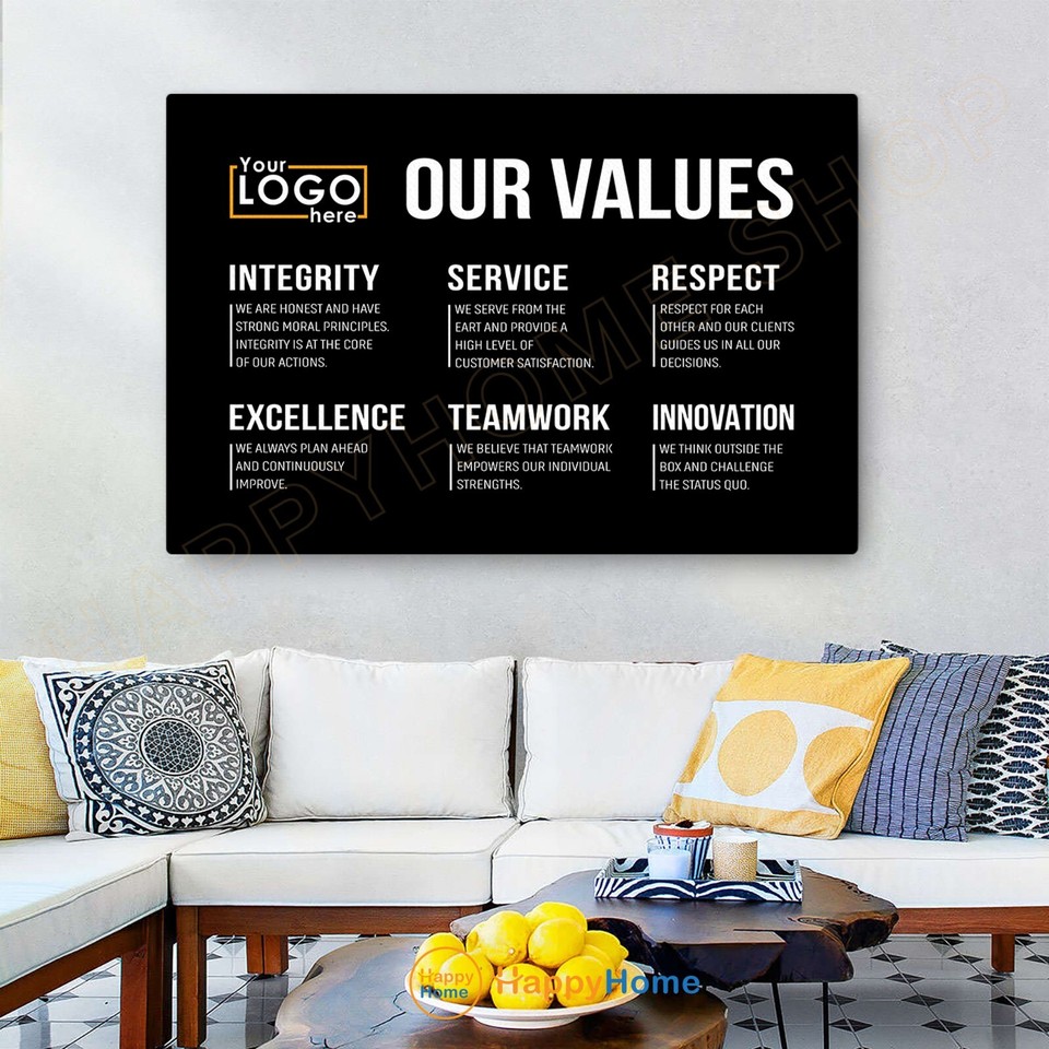 Personalized Company Core Values Wall Art Our Values Business Office ...