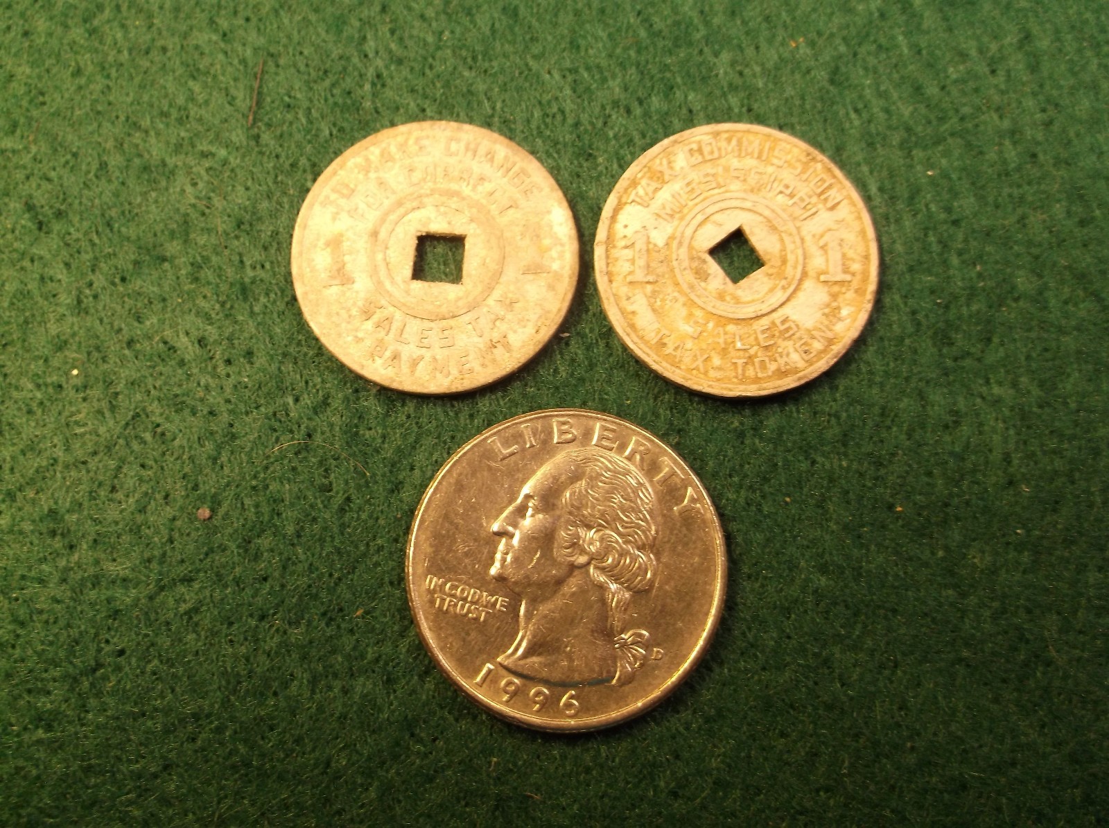 RARE PAIR OF VTG TOKENS "MISSISSIPPI TAX COMMISSION SALES TAX TOKEN ...