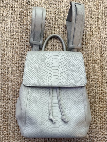 Gigi New York Phoebe Grey Embossed Python Leather Backpack | eBay