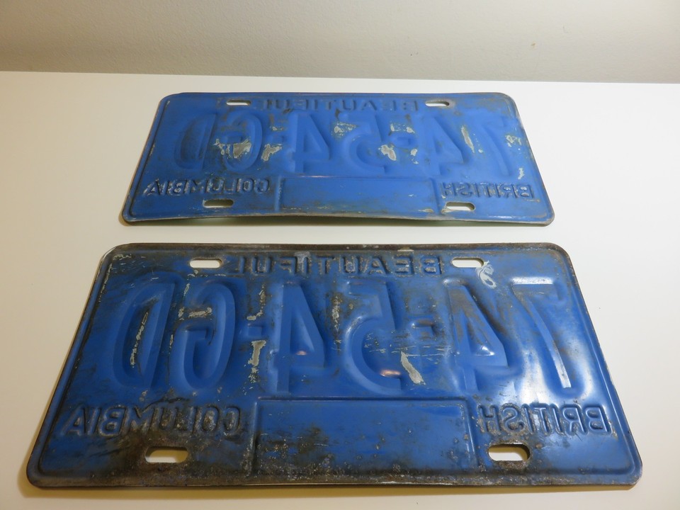 Vtg Pair British Columbia BC License Plates 74-54-GD Canada Expo 1986 ...