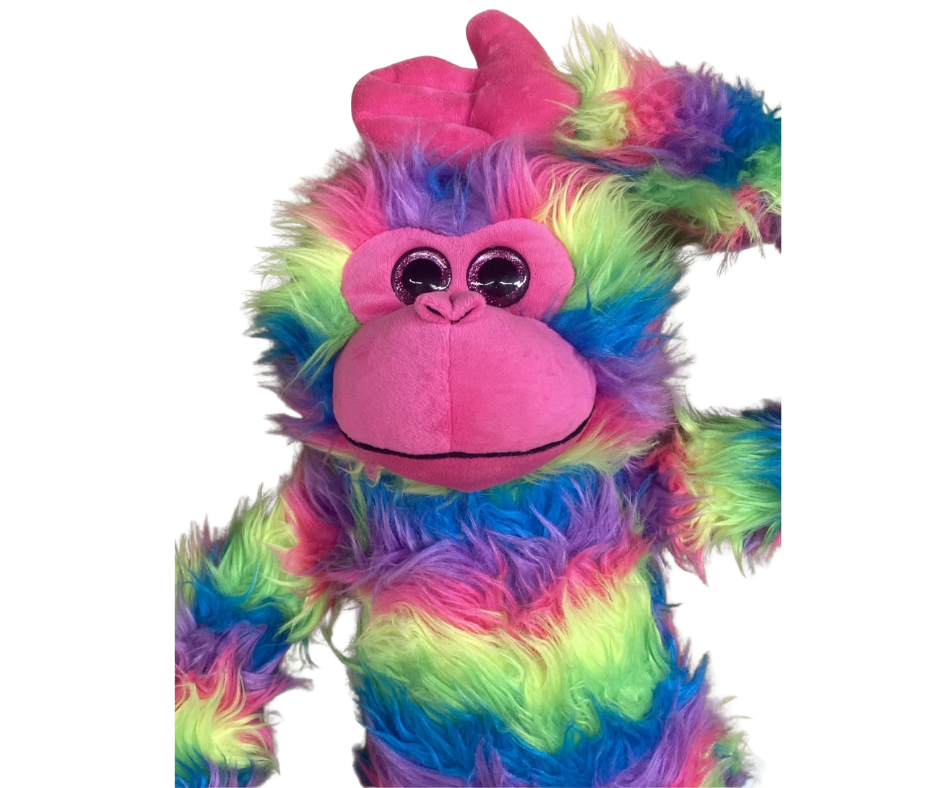 Petting Zoo Hanging Monkey Neon Rainbow Tie Dye Plush Toy 2015. (24-36 ...