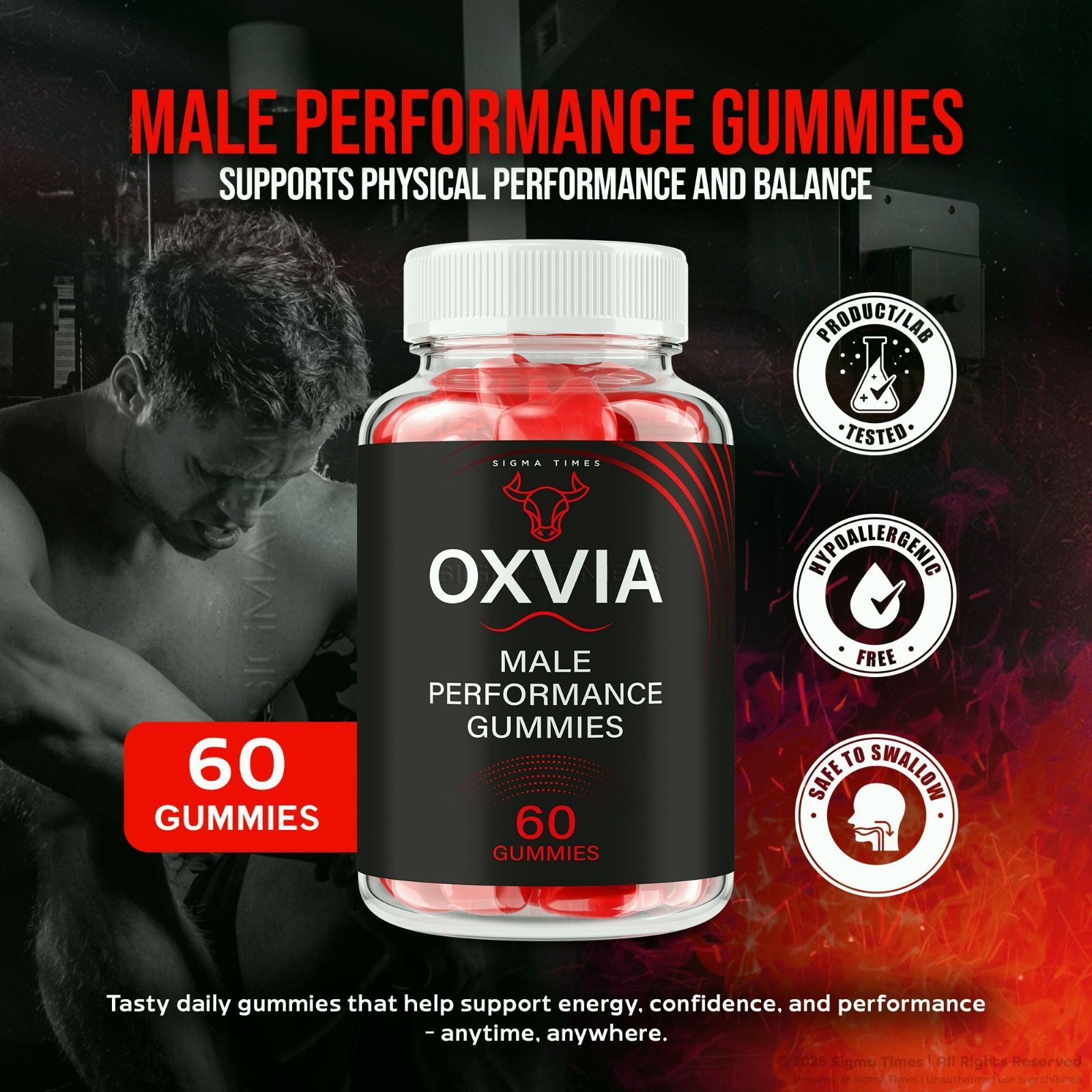 Oxvia Male Performance Gummies, Advanced Health Formula for Men - 2 ...