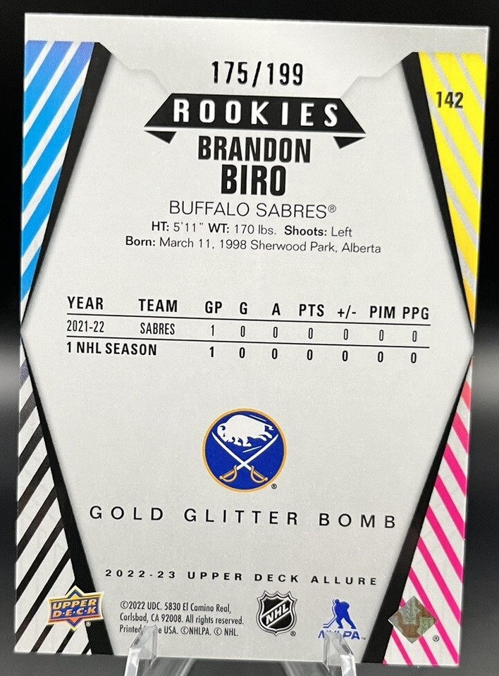 2022 UD Allure Gold Glitter Bomb Brandon Biro Rookie /199 | eBay