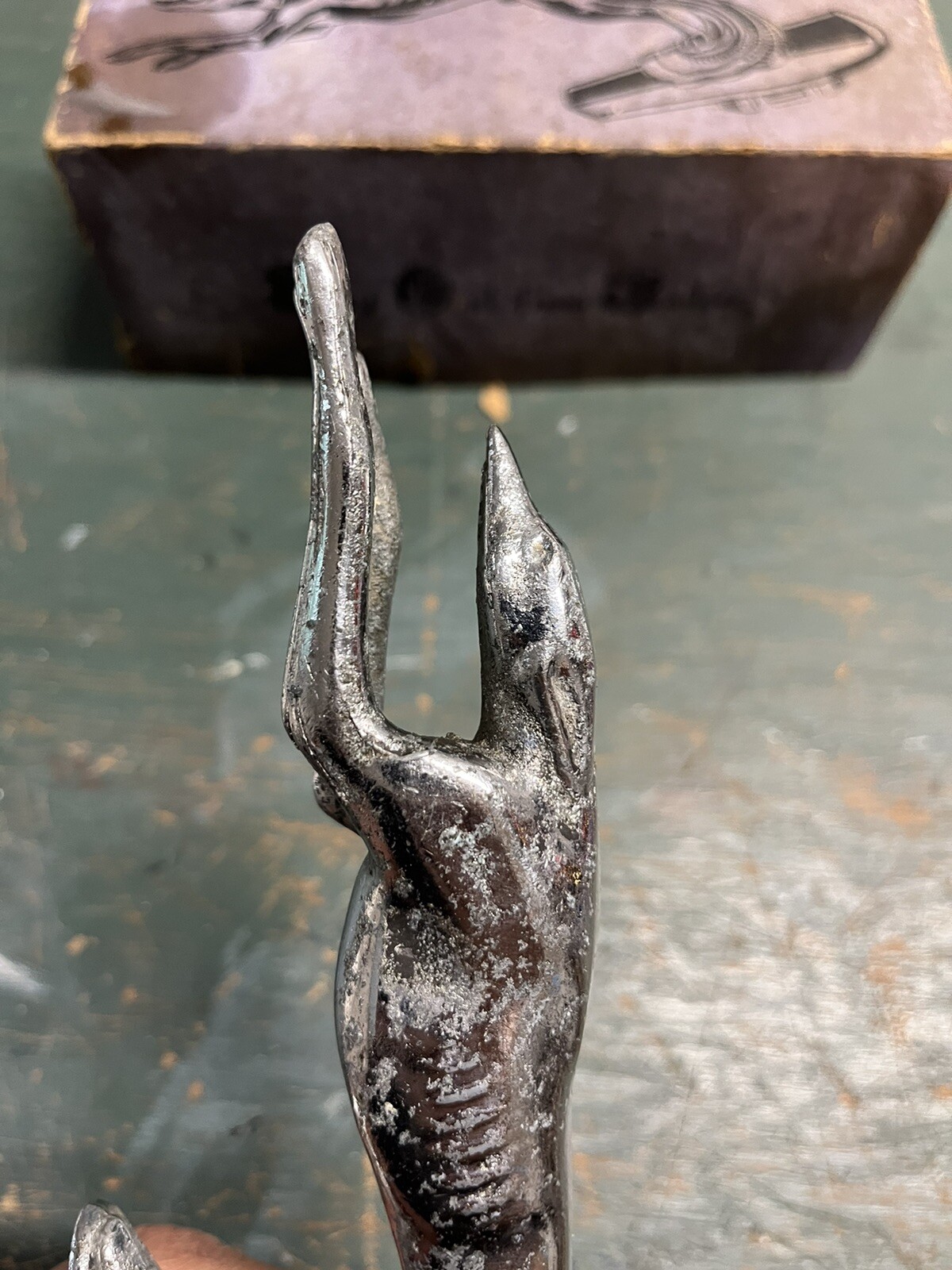 Badger 1930s FORD GREYHOUND HOOD ORNAMENT Box RADIATOR CAP MASCOT ...