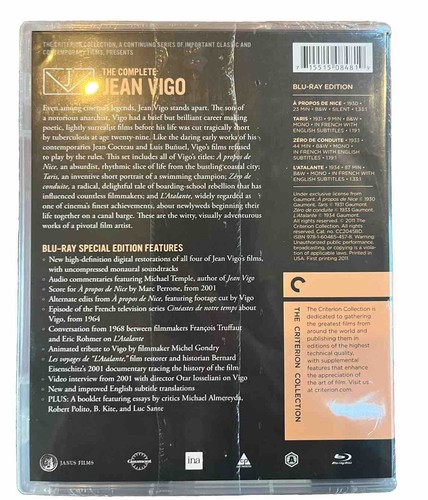 The Complete Jean Vigo Criterion Collection Blu-ray Brand New Factory ...