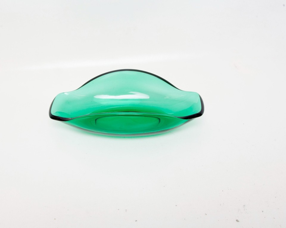Vintage Anchor Hocking - Forest Green Glass Bowl - Oblong Shaped ...