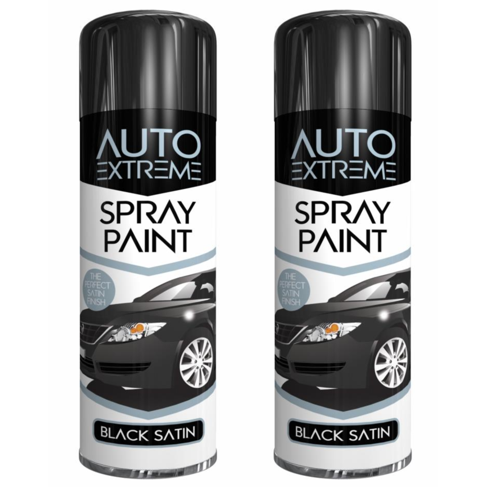 2 x Auto Extreme Black Satin Spray Paint Aerosol Can Auto Metal Wood ...