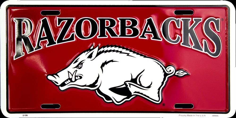 Arkansas Razorbacks License Plate Sign Tag Wall SIgn Man Cave FAST USA ...