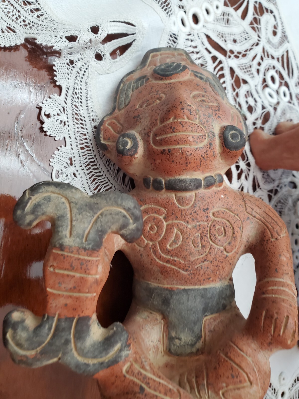 VTG Aztec Inca Mayan Mexico Folk Art Pottery Red Clay Sitting Figure ...