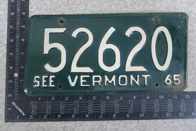 1965 65 VERMONT VT LICENSE PLATE TAG # 52620 SEE VERMONT | eBay