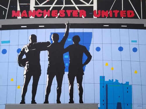 Manchester Utd Trinity Painting Modern Art Football Old Trafford Framed ...