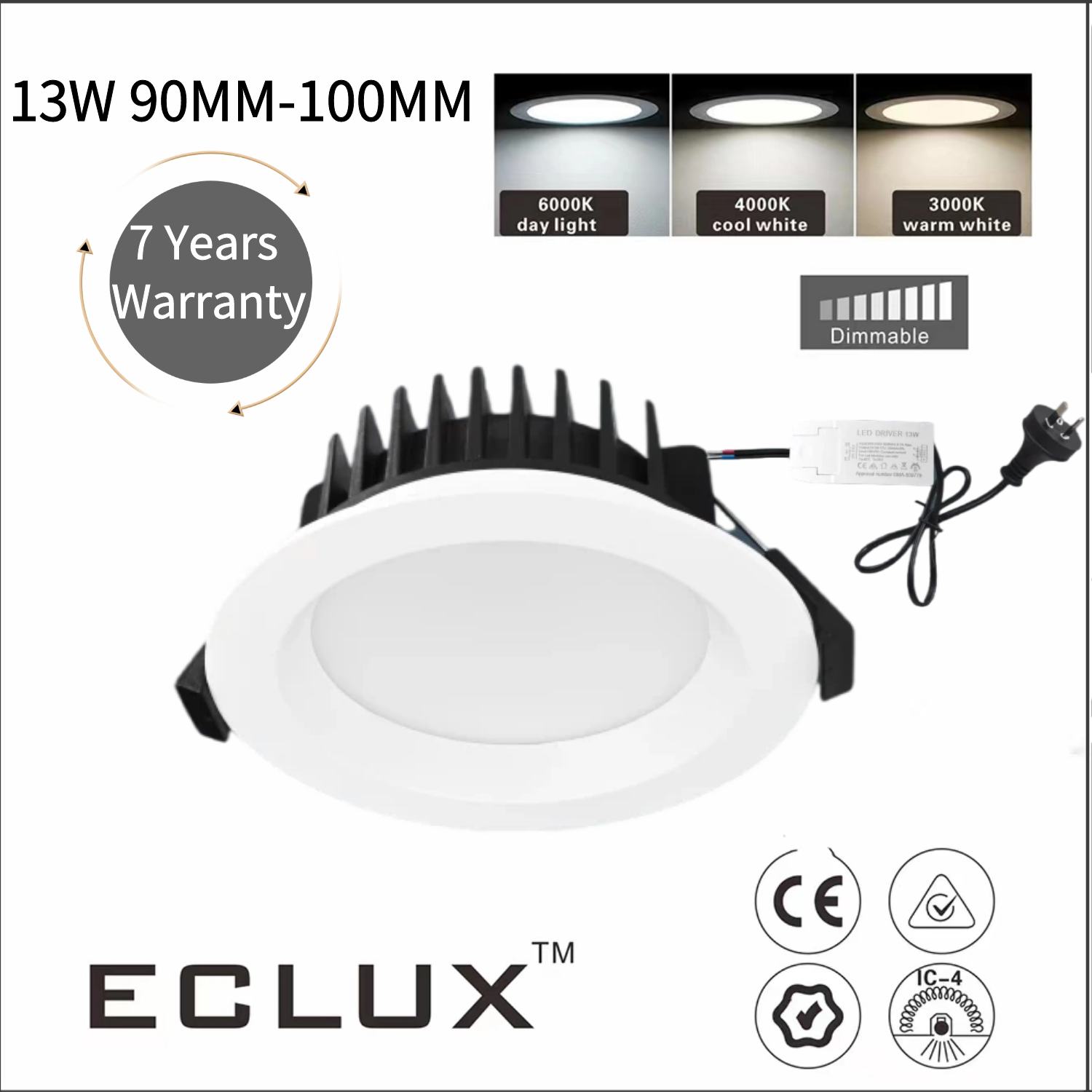 LED Downlights & LED Socket plug base Dimmable Lights 13W 90MM-95MM ...