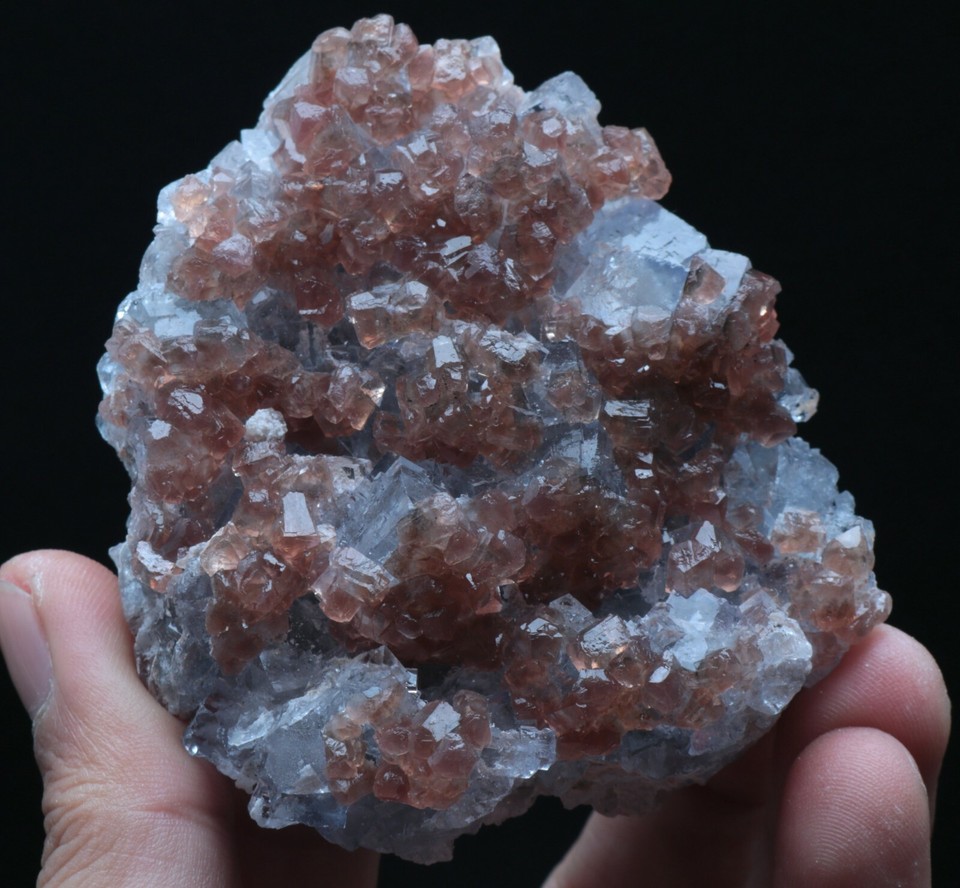 208g Rare Transparent Blue Cube Fluorite Symbiosis Calcite Mineral ...