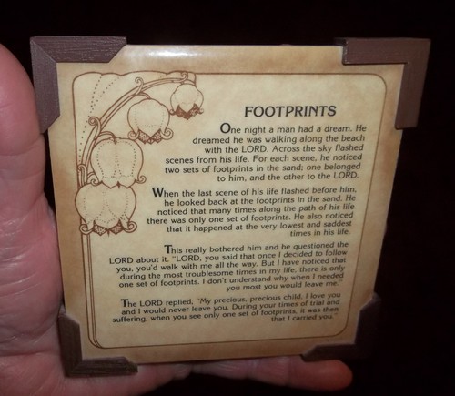 Framed Ceramic Tile Footprints in the Sand Poem Trivet Square 4.5" x 4. ...